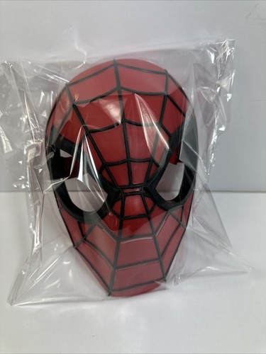 Marvel SPIDERMAN Red & Black Hard Plastic Face Mask Halloween Prop ...