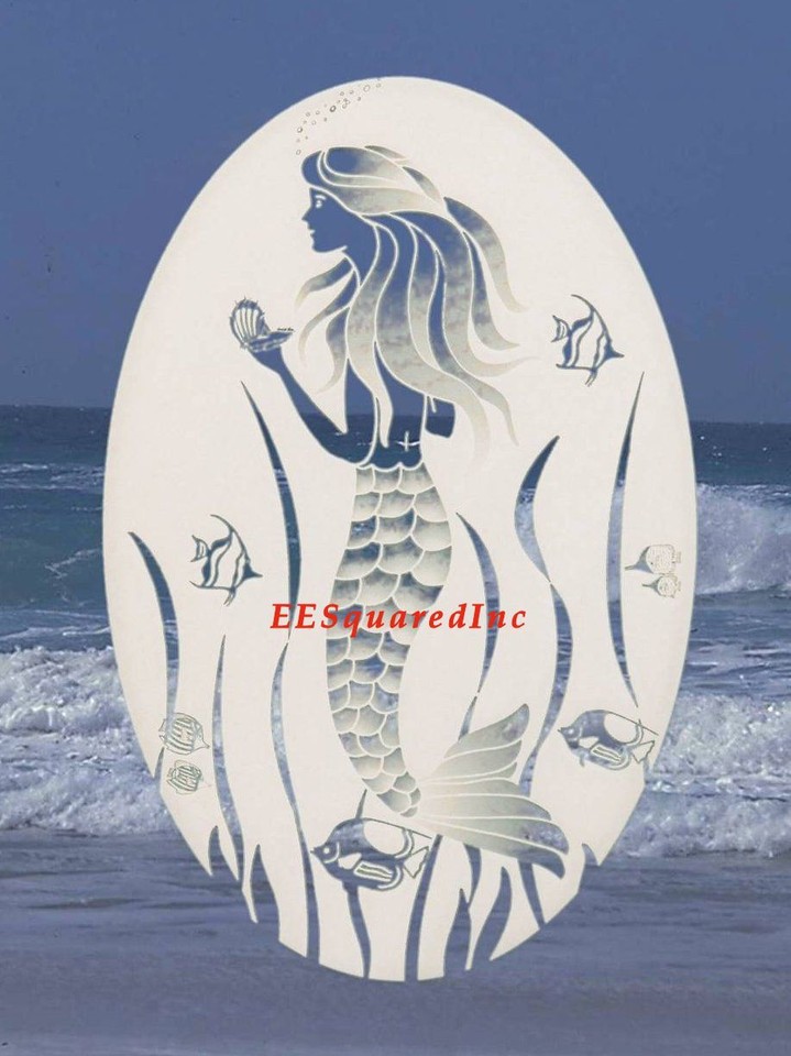 Mermaid Static Cling Window Decal 26x41 OVAL Tropical Decor for Shower ...
