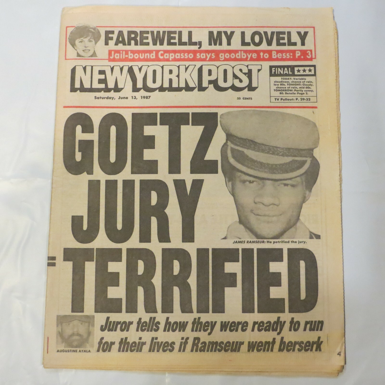 New York Post Newspaper June 13 1987 Goetz James Ramseur Augustine ...