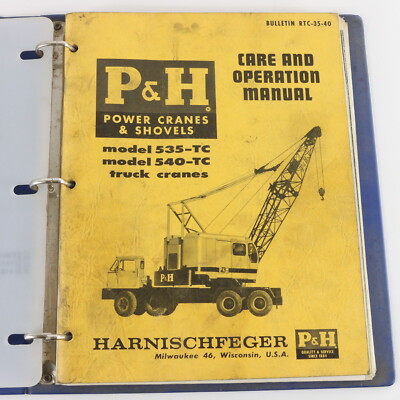 P&H Truck Cranes Care & Operational Manuals 535-tc 540-tc Rtc-35-40 | eBay