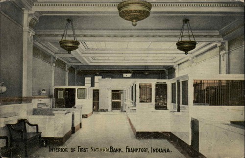 Frankfort Indiana IN First National Bank Interior c1910 Vintage ...