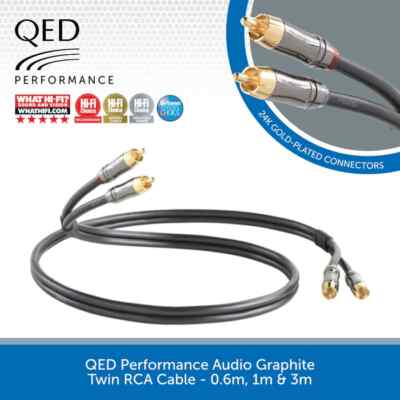 QED Performance Graphite RCA Stereo Phono Audio Interconnect Cable 60cm ...