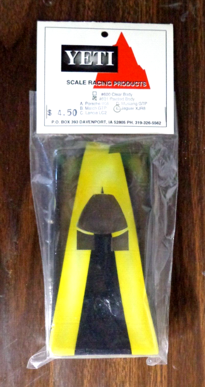 Yeti 4" Jaguar GTP Black w/Yellow Stripes Painted Slot Car Body, NIP ...