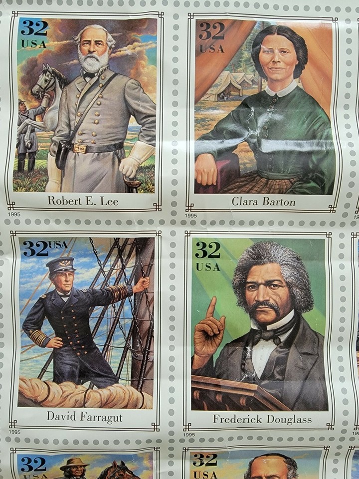 Civil War Commemorative Stamp Poster USPS Rare 36" X 24" w Robert E ...