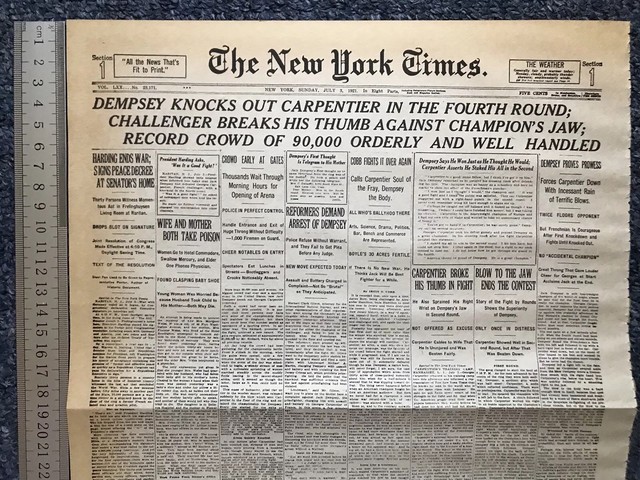 1922 New York Times Newspaper | eBay