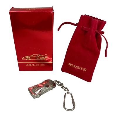 Burago 1987 Ferrari F40 Key Holder Silver Metal Original Red Pouch ...