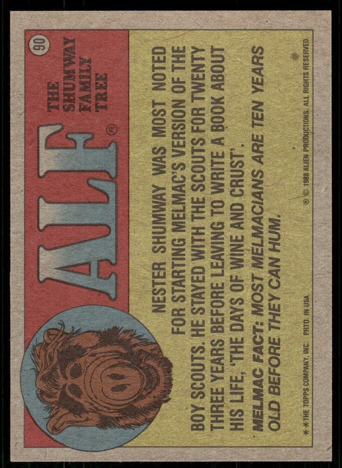Alf 1988 TV Show Topps Card #90 (NM) | eBay