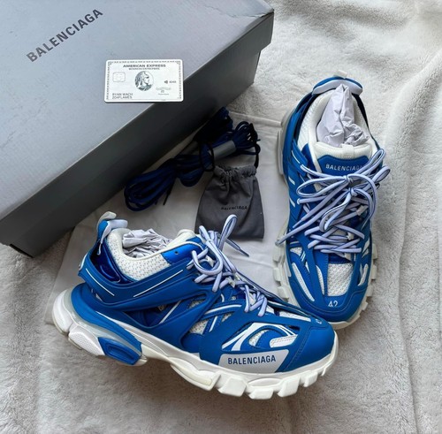 Balenciaga White/Blue LED Track Runner Sneakers - MSRP $1500 - New ...
