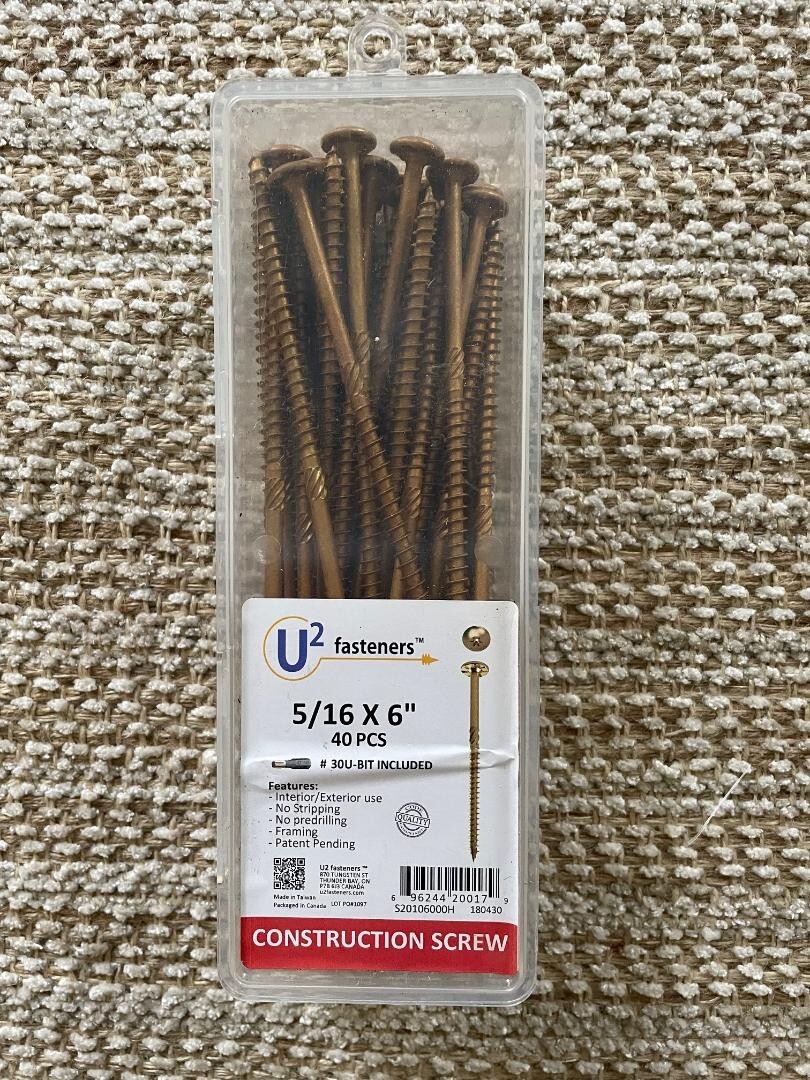 U2 Fasteners Construction Screw 5/16" x 6" 40PCS # 30U-BIT Included | eBay