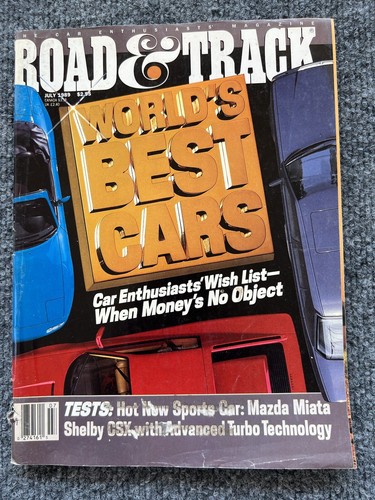 Road & Track Magazine Magazine July 1989 Worlds Best Cars 1980s ...