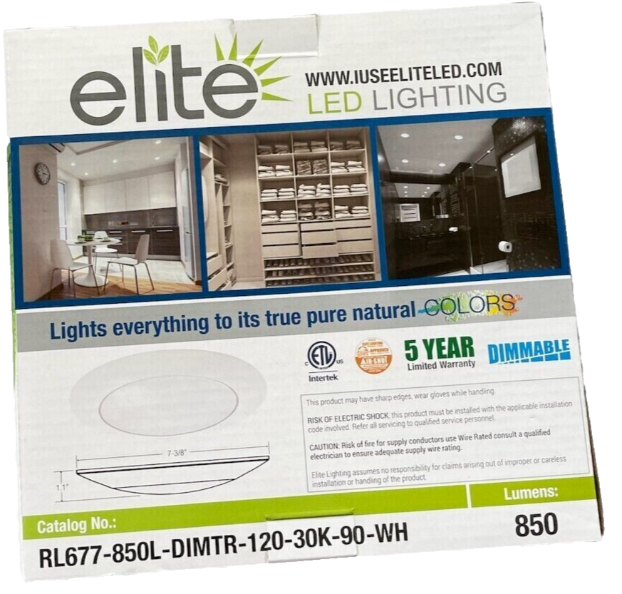 Elite RL677-850L-DIMTR-120-30K-90-WH 6" Surface Mount LED Module (3000K ...