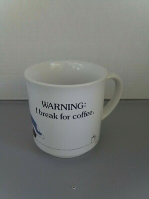 "Warning I Break For Coffee"Vintage Mug by Recycled Paper Products ...