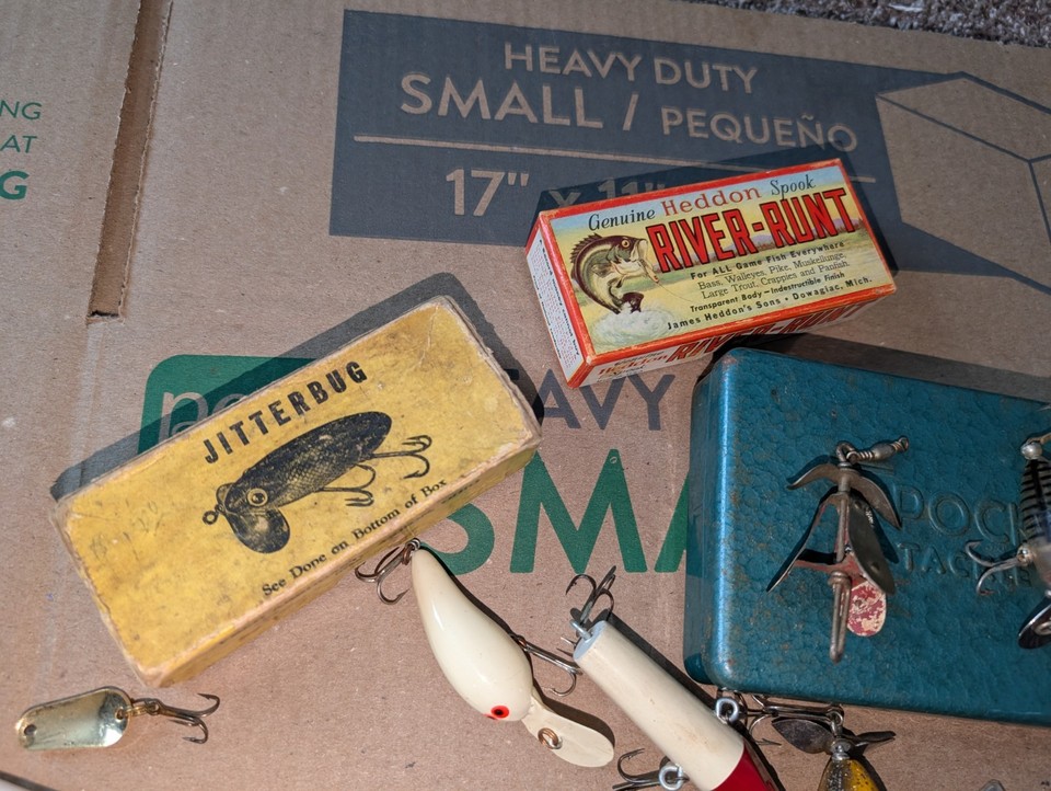 Vintage fishing lure Lot Lures Heddon & More Vintage Tackle Lure Boxes ...