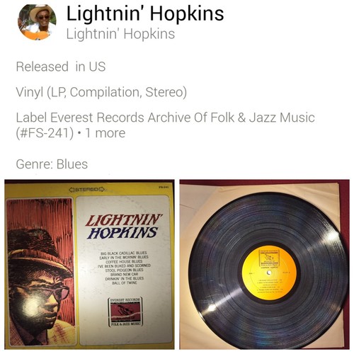 Lightnin' Hopkins-Lightnin' Hopkins/ Lp/ 197?/ Pete Helffrich Mastered ...