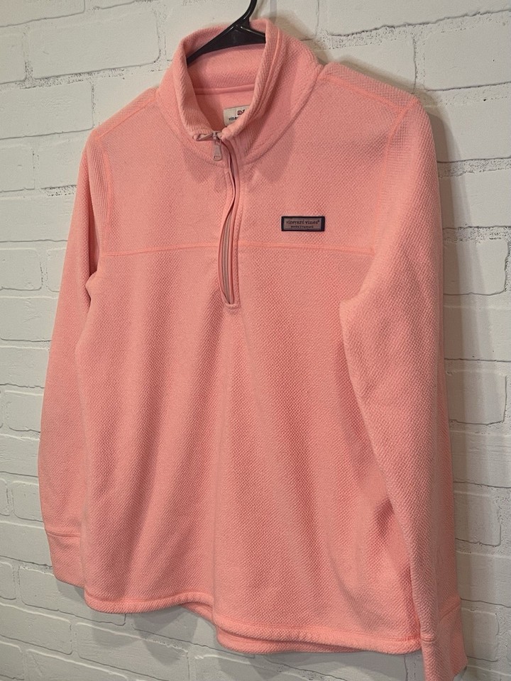Vineyard Vines Womens Small | Coral | Pink Mockneck 1/4 Zip Logo Preppy ...