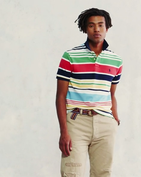 Polo Ralph Lauren VTG Retro Rainbow Striped Colorblocked Mesh Rugby ...