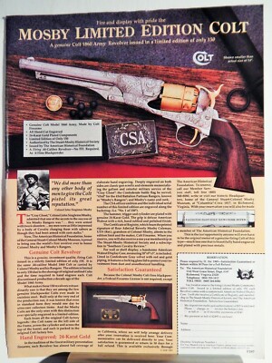 COLT MOSBY CSA REVOLVER FIREARM ORIGINAL VTG 1980S ADVERTISEMENT | eBay