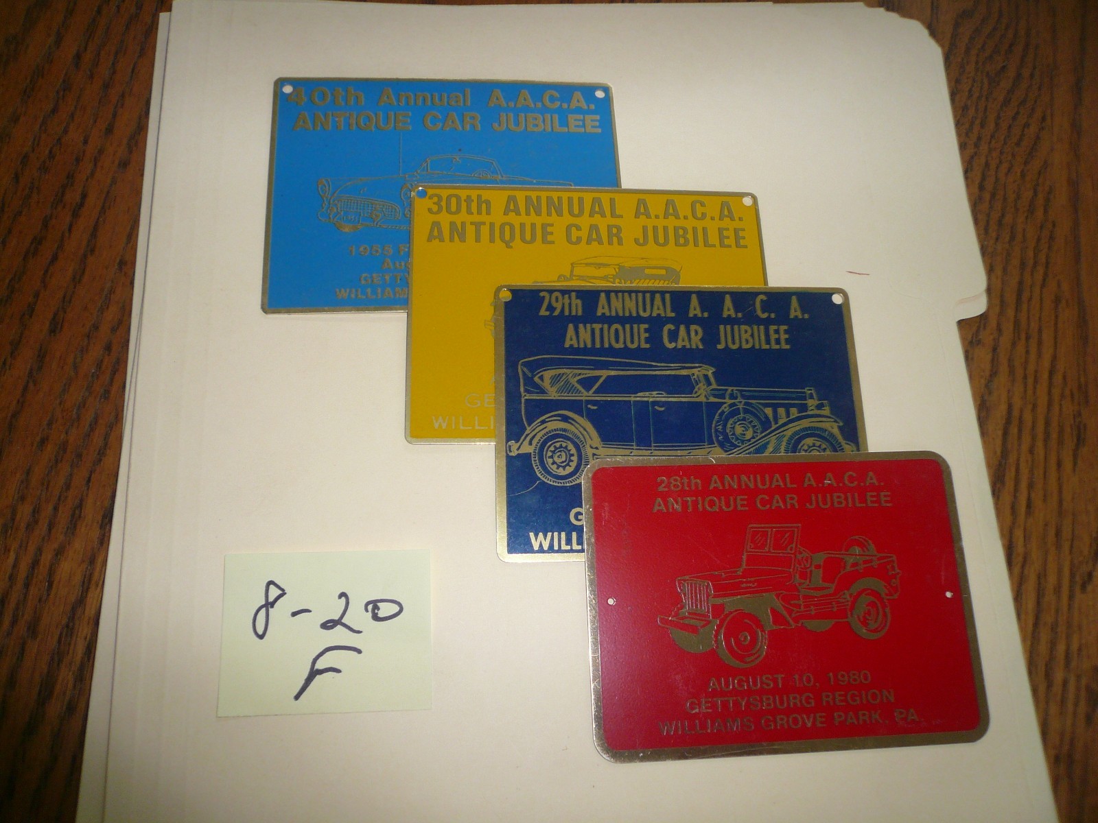1980 81 82 92 Gettysburg Region Participant Dash Plaques Lot of 4 820 F ...