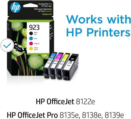 HP 923 CMYK Original Ink Cartridges Black Cyan Magenta Yellow 4-Pack ...