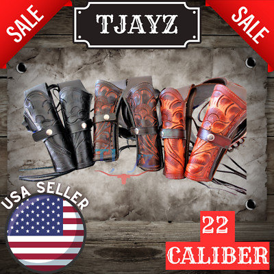 OUTLAW USA SELLER DUAL 22 Tooled Holster Belt Drop Loop Western RIG ...