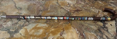 German Wanderstock Hiking Stick Walking Cane 21 Medals Badges Vintage ...
