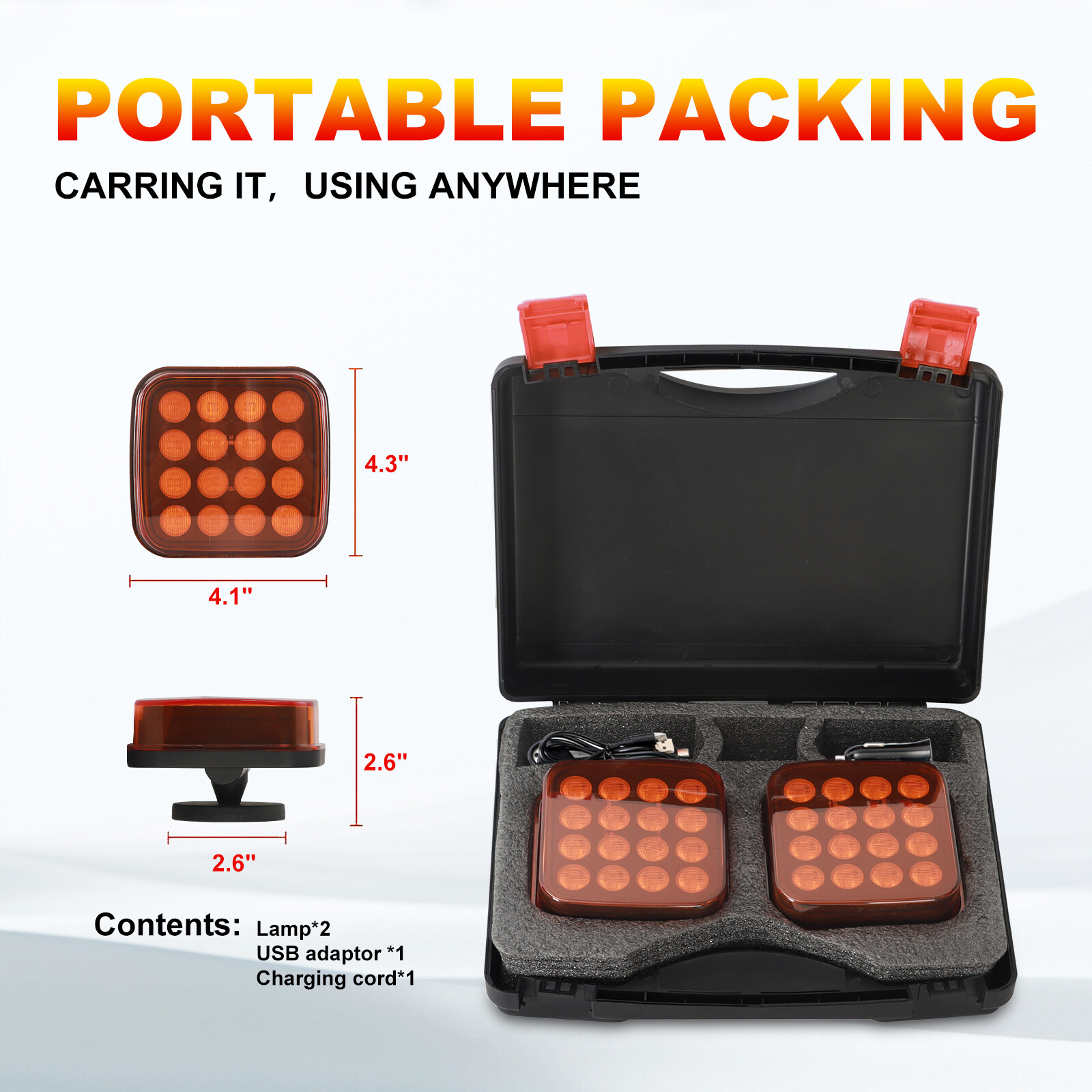 Battery Operated Amber LED Beacon Safety Flashing Lights Warning ...