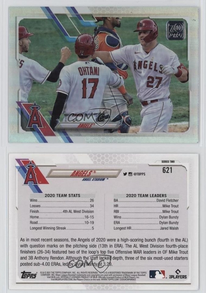 2021 Topps Angels Rainbow Foil Shohei Ohtani Mike Trout Los Angeles ...