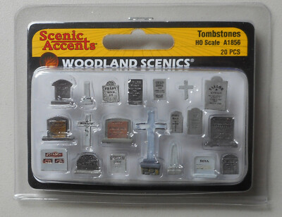 20 Painted Tombstones WOODLAND SCENICS 1:87 HO Scale Accents 1856 | eBay