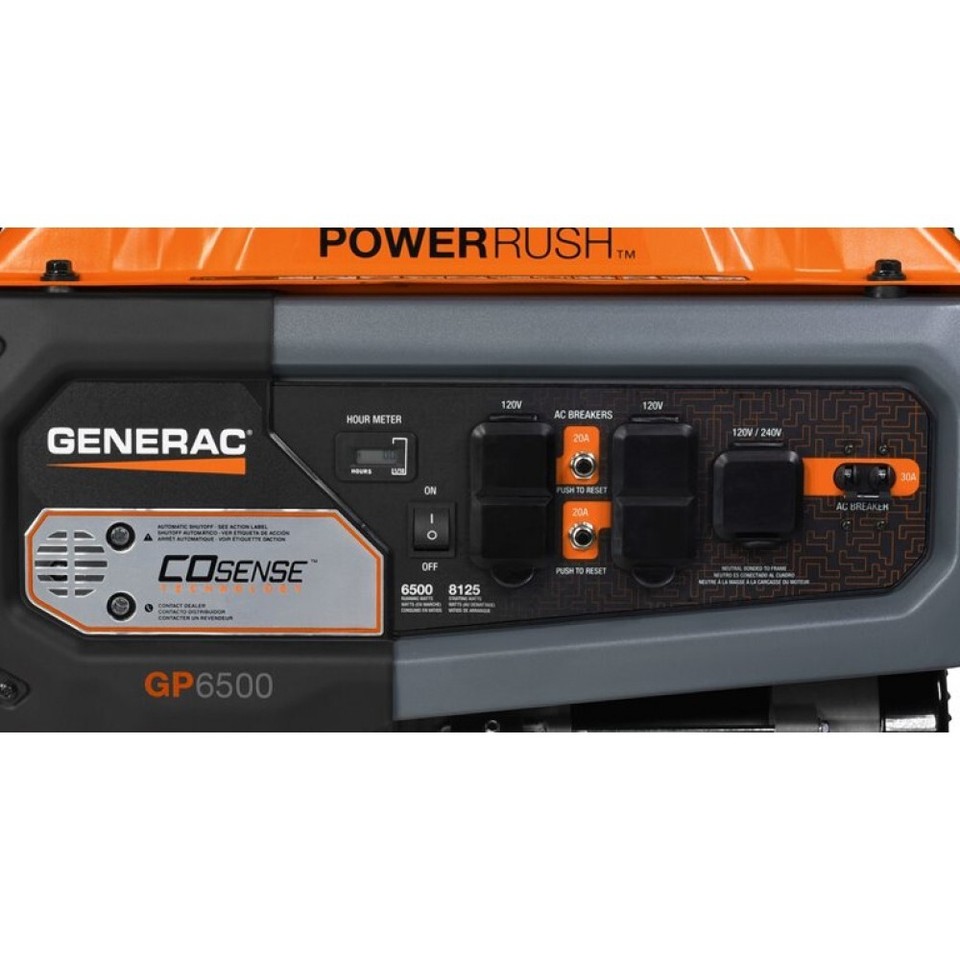 Generac 7680 GP6500 Cosense 49ST Portable Generator PowerRush ...
