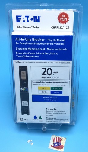 New Circuit Breaker Eaton CHFP120A1CS CHFP120DF 20 Amp Dual GFCI/AFCI ...