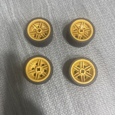 Lego Lot Of 4 Technic Low Profile Tires w/Gold Wheels Rims 37x22 ...