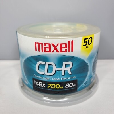 Maxell CD-R 700MB, 48x -80 Min. Recordable Disc (Pack of 50) Sealed | eBay
