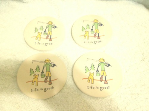 Life Is Good Set Of 4 Coasters "Fishing" New No Box | eBay