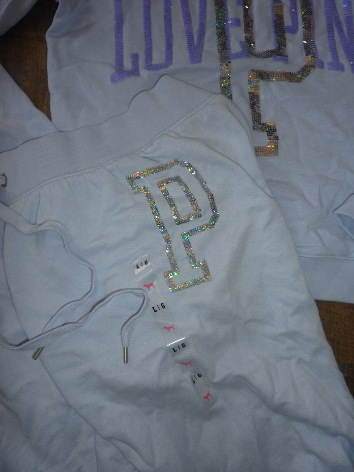 VICTORIAS SECRET PINK RARE FIND BLING BLING SWEATSHIRT/PANT SET XS OR S ...