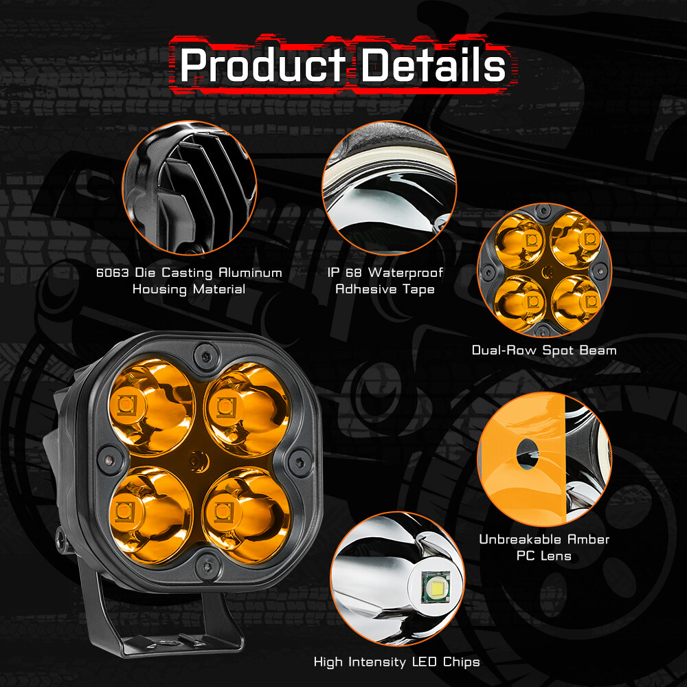 2Pcs 3inch LED Cube Pods Work Lights Offroad Driving FOG Spot Flood ...