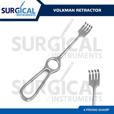 Volkman Retractor 4 SHARP Prongs Surgical Instruments Stainless German ...