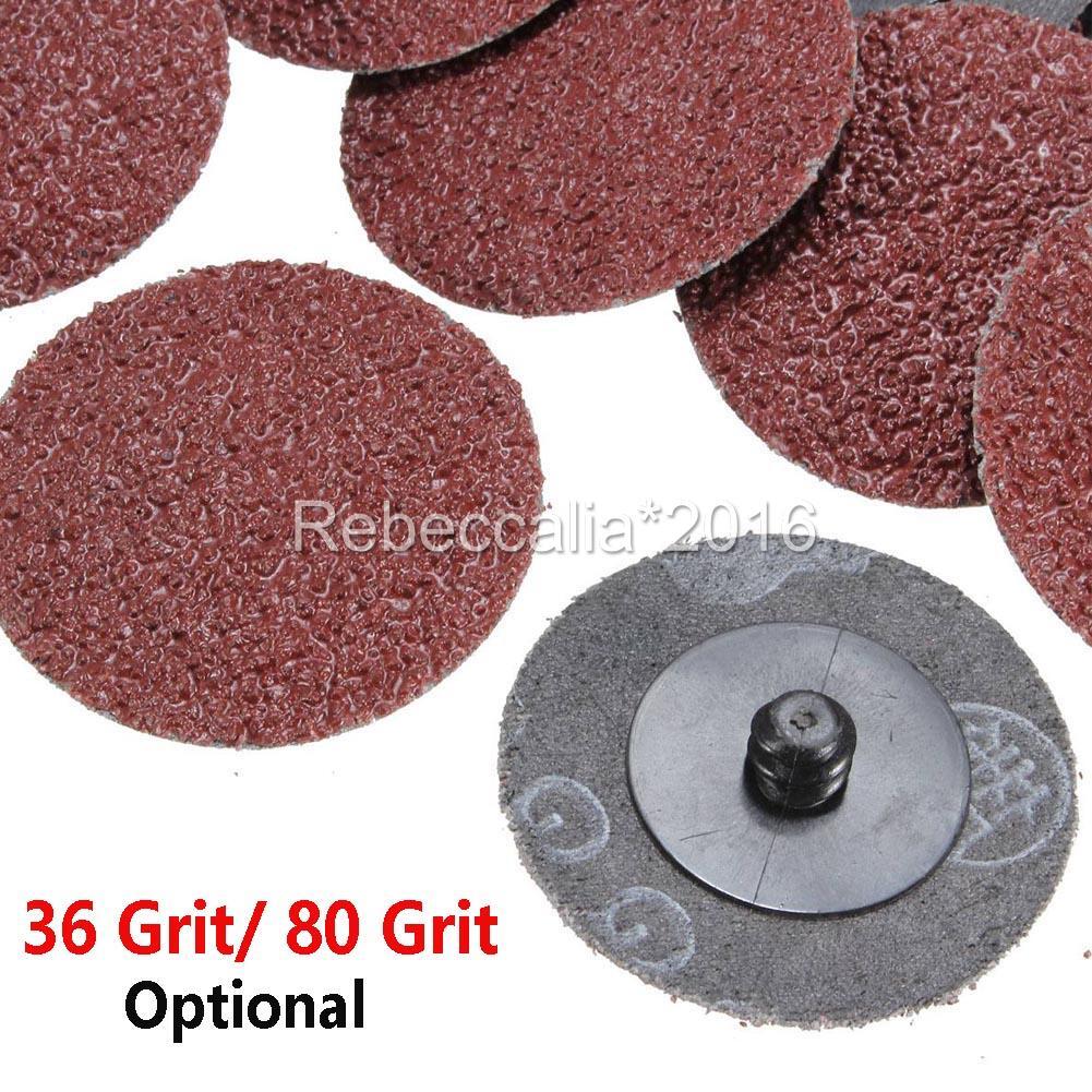 50/100X 2" 50mm 36/80 Grit Sanding Discs R Roll Lock Disc Pads Surface ...