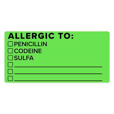 "Allergic To" Writable Green Allergy Labels | eBay