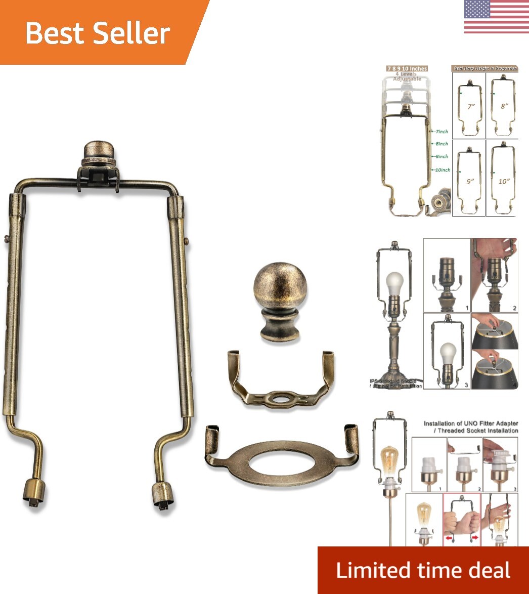 Antique Brass Lamp Harp Kit - Adjustable Length - Fits Most Spider Lamp ...