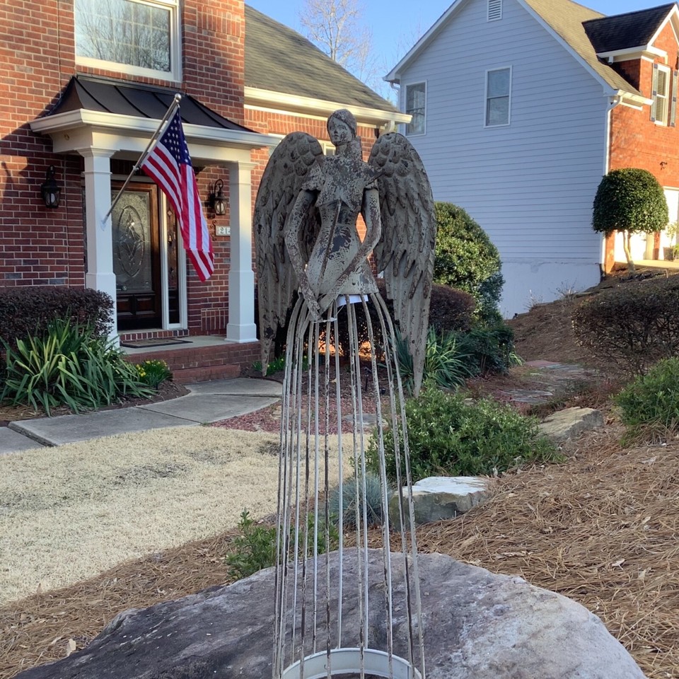 Metal Garden Angel Statue, Indoor Outdoor Angel Yard Lawm Garden ...