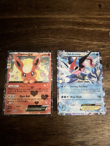 Pokémon TCG Flareon EX RC6/RC32 Ultra Rare HOLO + Ash Greninja Ex HOLO ...