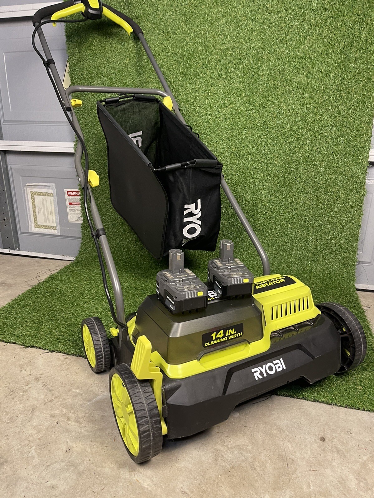 RYOBI Dethatcher/Aerator 14" ONE+ HP 18V Brushless with (2) Batteries ...