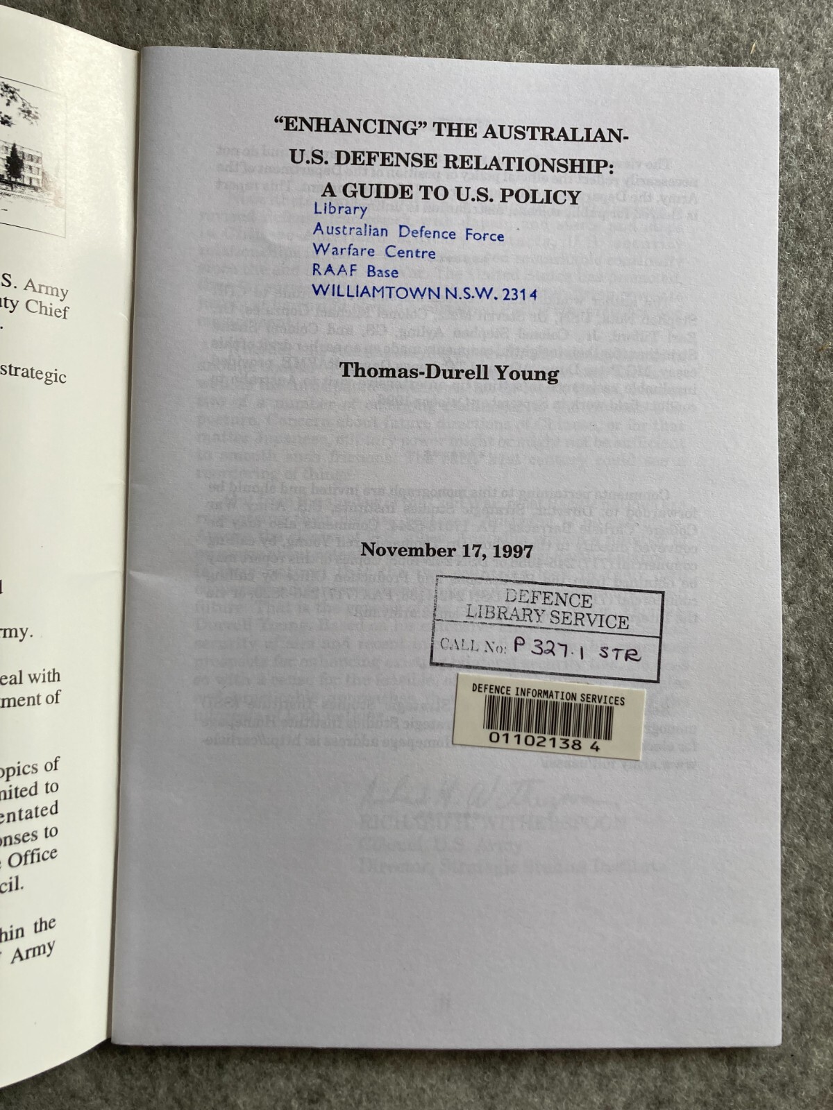 SSI. U.S. Army War College. Enhancing the Australian-US Defense ...