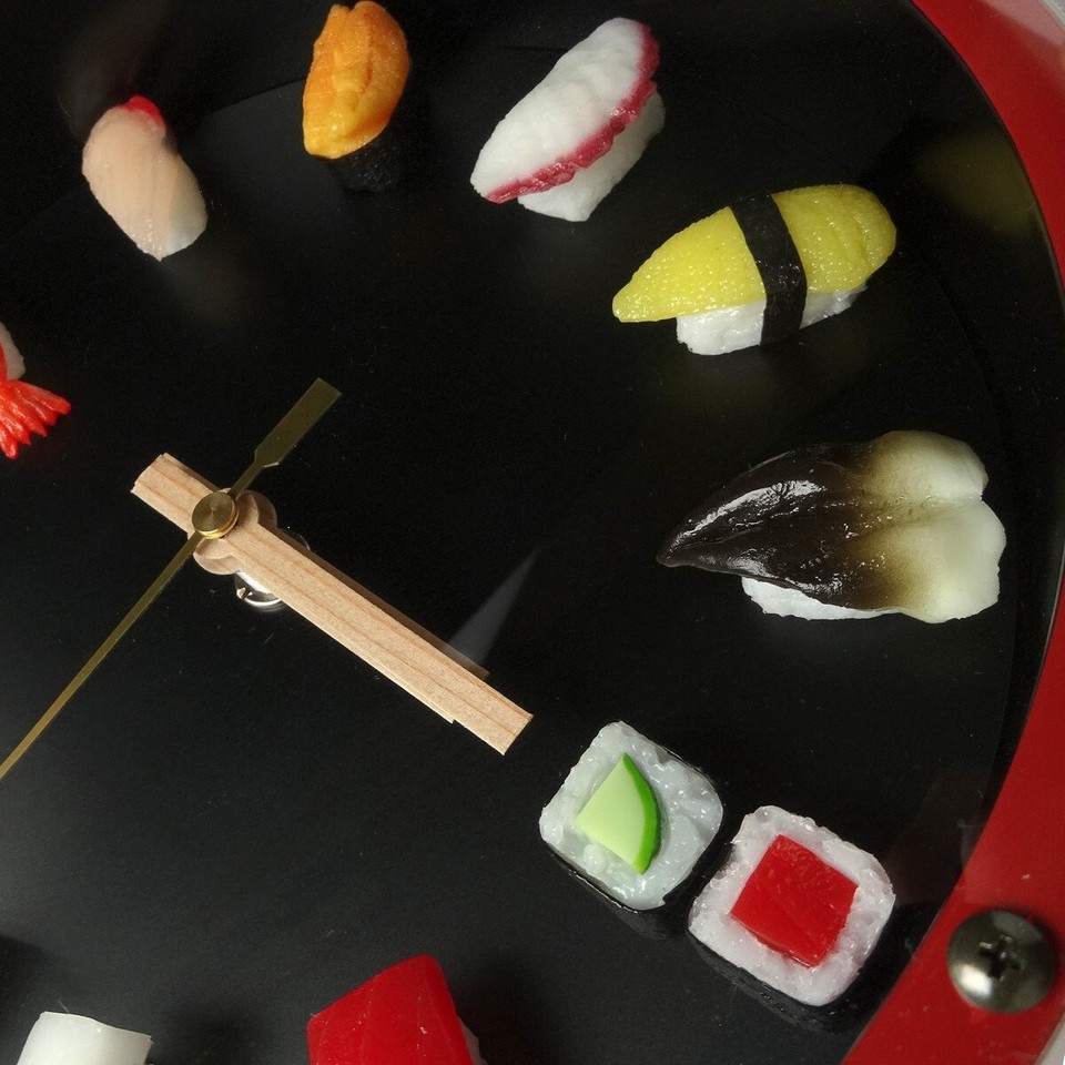 Sushi Clock Japanese food sample craftsman 12 nigiri-sushi made in ...
