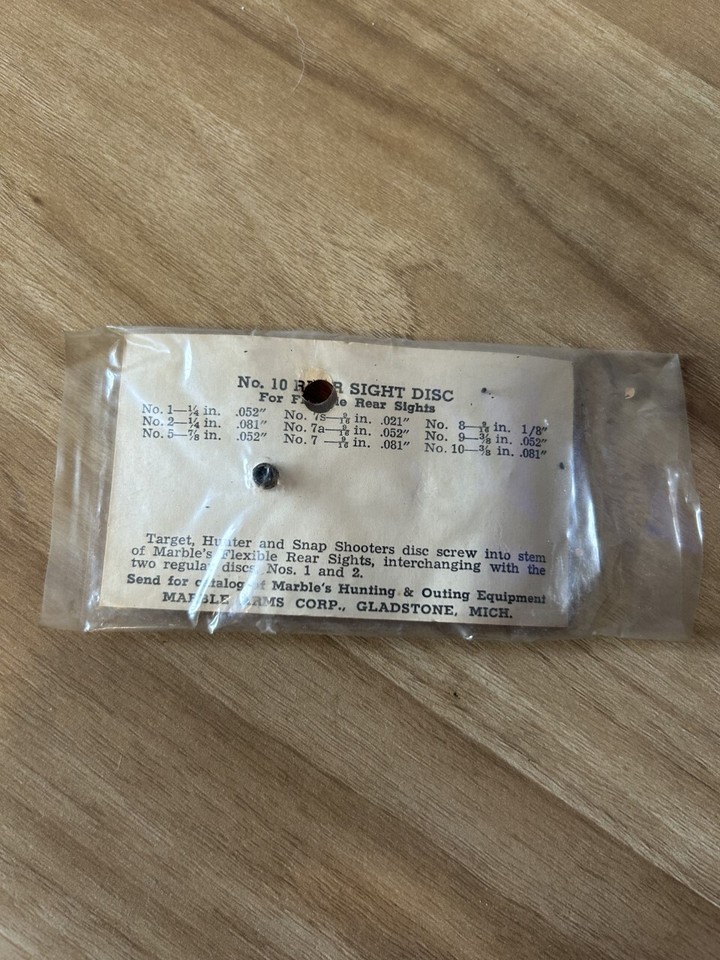 Marbles Rear Sight Disc, Aperture, No. 10, 3/8" x .081", NEW, S-47 | eBay