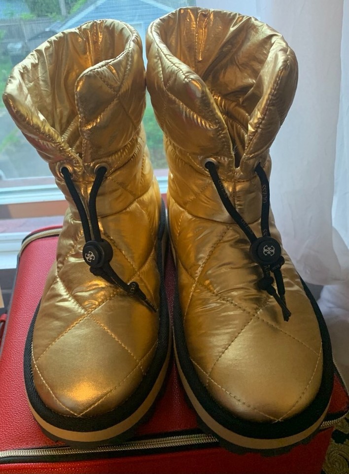 $ 120.00 Guess GOLD Womens Leian Logo Adjustable Booties Shoes 8M | eBay