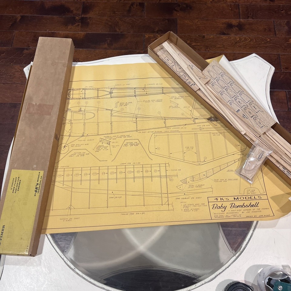 VTG 4K’s Baby Bombshell 36” Wingspan Old Timer Free Flight RC Model ...