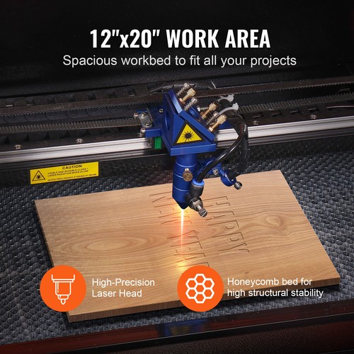 50W CO2 Laser Engraver and Cutter 12 x 20 in 19.7 IPS Engraving Machine ...