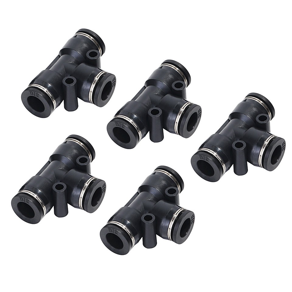 1/4" OD Nylon Air Line Quick Release Pneumatic Connectors Fittings 5Pcs ...
