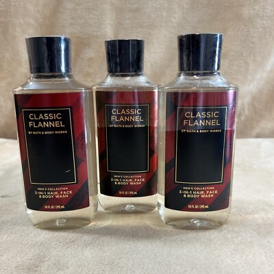 3 Classic Flannel Men's 3-IN-1 Hair, Face & Body Wash Bath & Body Works ...